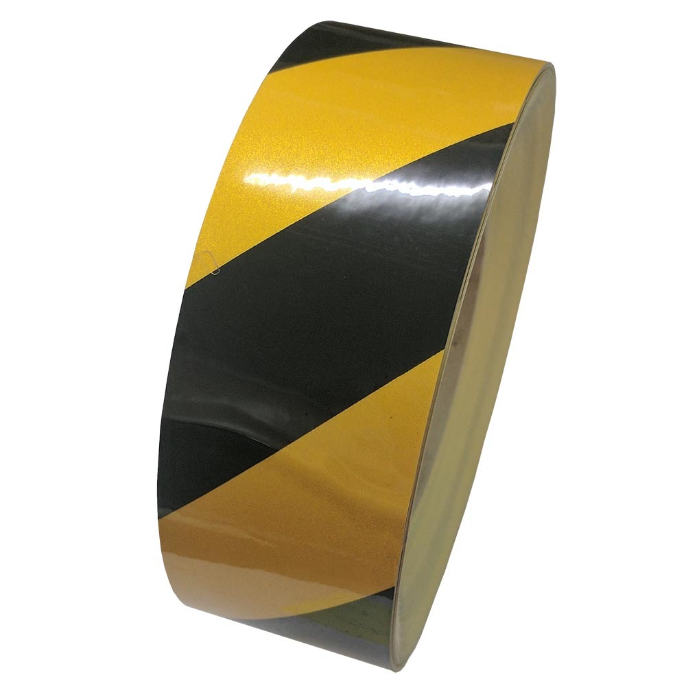 5007 Class 2 Striped Reflective Tape, Black / Yellow - 45 Metre Rolls