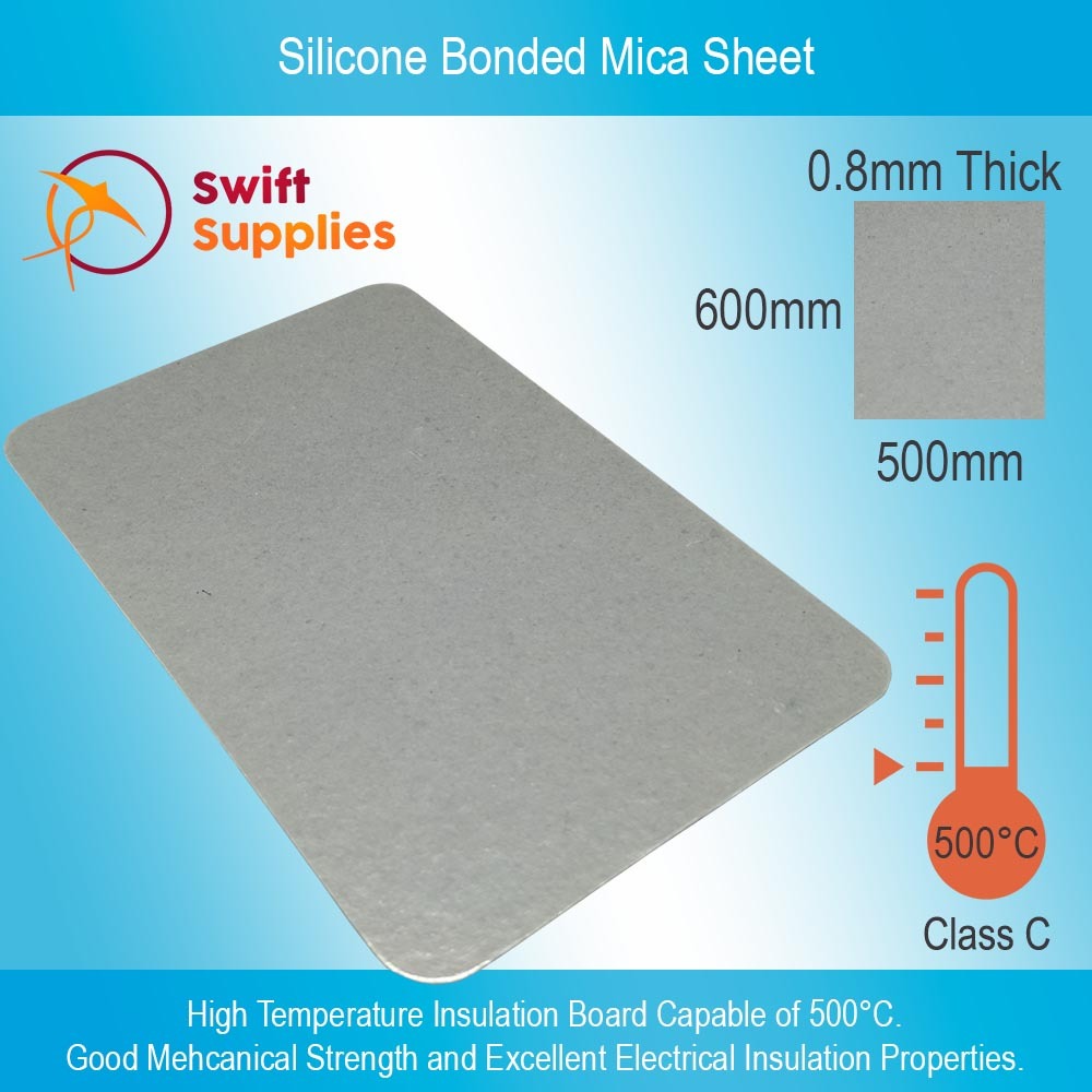 Silicone Bonded Mica Sheet 0.8mm Thick x 500mm X 600mm